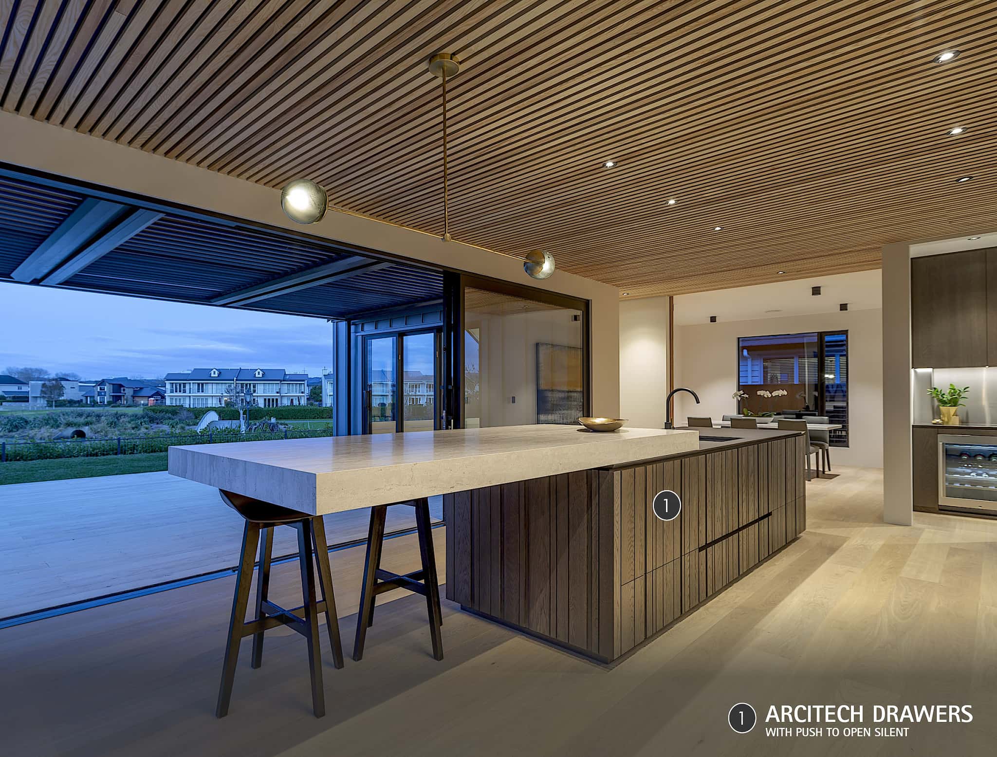Dramatic kitchen with handleless design in a rural setting – Hettich ...